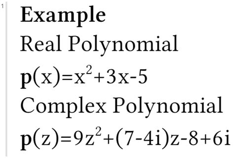 Complex Number Polynomials