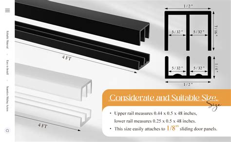 Landical 2 Sets 4ft Sliding Door Track For 18 Thick