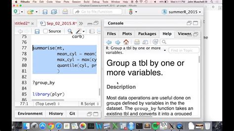 Introduction To R Manipulating Data With Dplyr Sep 2 2015 Youtube