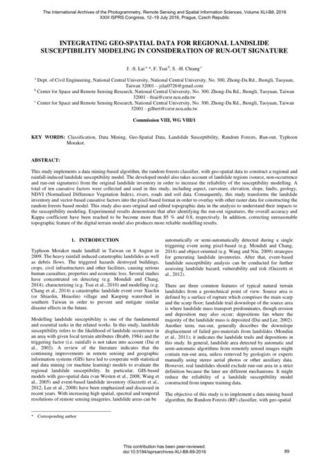 Pdf Integrating Geo Spatial Data For Regional Landslide