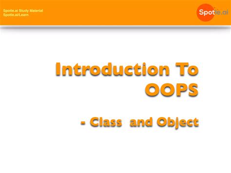 Introduction To Oops Class And Object Pdf
