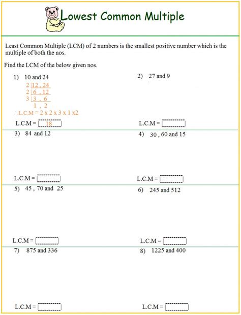 Hcf And Lcm Worksheet Year 6 Free Printables Worksheet Free Printable Lcm Worksheets