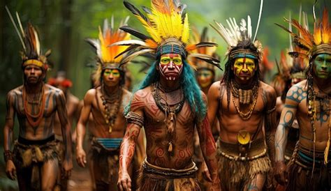 Premium Ai Image Tribe Of Amazon Men In The Style Of Narrative Depictions