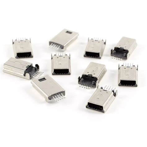 10 Pcs Mini Usb Type B Plug Male 180 Degree 5 Pin Smd Smt Solder Jack