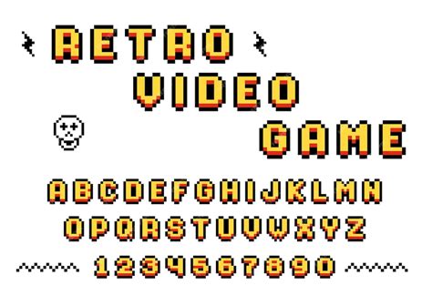 Fuente De Píxeles Retro De Viejos Videojuegos De Computadora Letras Y Números De 8 Bits Vector
