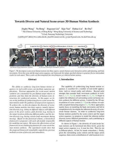 Towards Diverse And Natural Scene Aware 3d Human Motion Synthesis Deepai
