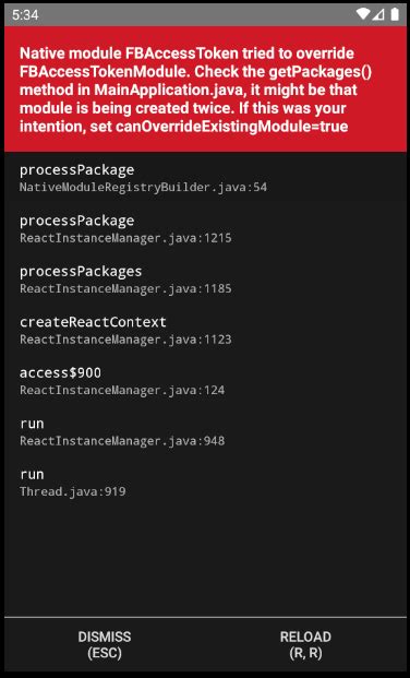 Native Module Fbaccesstoken Tried To Override Fbaccesstokenmodule · Issue 618 · Facebookarchive
