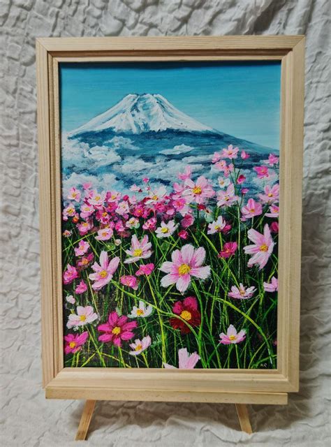 くしてくれ 絵画 油絵 油彩F4コスモス手描き 真作 美術品 額付き 原画 装飾品 壁掛 による