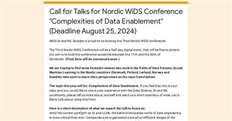 Women In Data Science Ai And Ml Sweden On Linkedin Call For Talks For