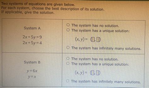 Answered Two Systems Of Equations Are Given Below For Each Syst