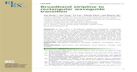 pdf broadband stripline to rectangular waveguide transition dokumen