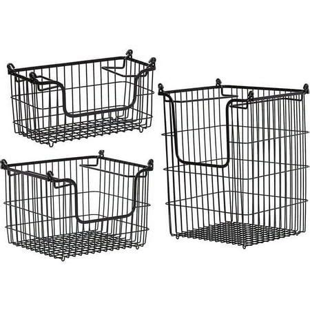 BirdRock Home 3pc Stackable Wire Storage Bins Walmart Com In 2025 Wire Basket Storage
