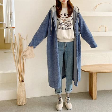 뽀글이 양털 보아털 후리스 빅사이즈 루즈핏 야상 후드 집업 롱 패딩 코트 겨울 아우터