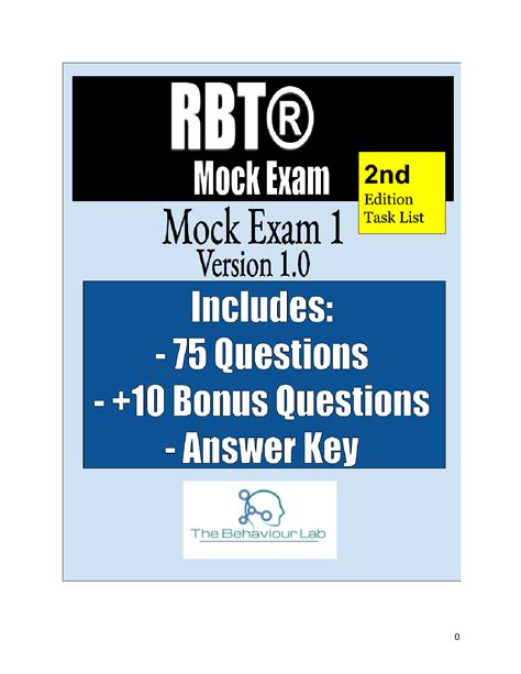 RBT Mock Exam 1 75 Questions 10 Bonus Questions Answer Key RBT Practice Exam RBT Study