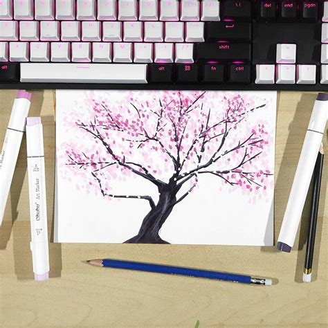 How To Draw A Cherry Blossom Tree Super Simple Step By Step Tutorial