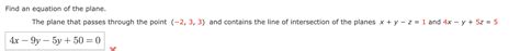 Solved Find An Equation Of The Plane The Plane That Passes