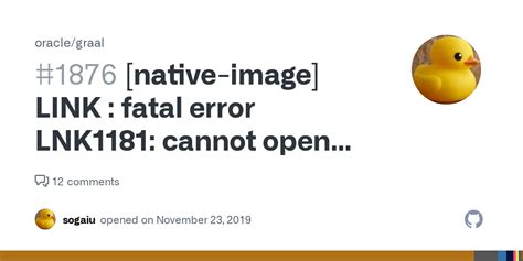 Native Image Link Fatal Error Lnk1181 Cannot Open Input File