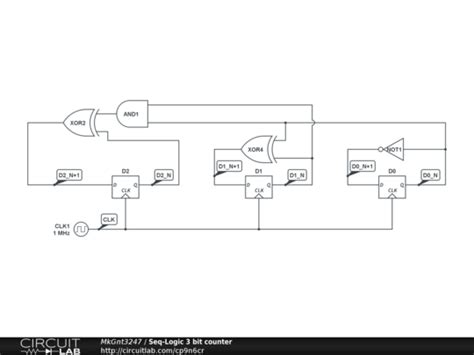 seq logic 3 bit counter circuitlab
