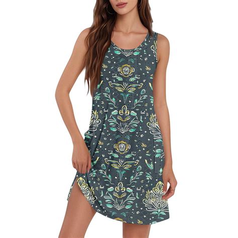 Mlqidk Summer Dresses For Women 2025 Eyelet Casual Scroop Neck Sleeveless Mini Dresses Boho