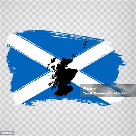 브러시 스트로크에서 스코틀랜드의 국기입니다 스코틀랜드의 빈지도 영국 투명 한 배경에 스코틀랜드의 높은 품질의지도와 플래그 영국 스톡 벡터입니다 Eps10 0명에 대한 스톡