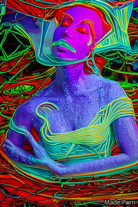 Porn Image Of Yellow Neon Pink Surrealism Blue Woman Created By AI