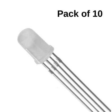 5mm Common Anode Rgb Led 4pin Through Hole White Diffused Led Pack Of
