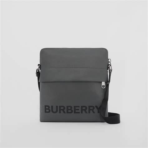 Logo Print Nylon Crossbody Bag In Charcoal Grey Men Burberry® Official