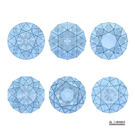 3djewels Different Facet Of Round Cut Diamond 3d Models For Jewelry Rendering