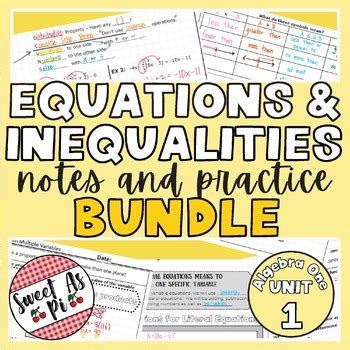 Equations And Inequalities Notes Bundle By Sweet As Pi TpT