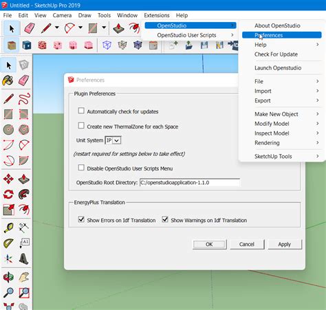 SketchUp Plug In Interface Guide OpenStudio Coalition User Docs