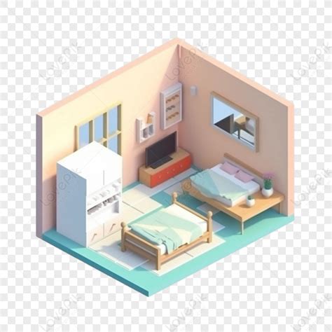 3d 룸 모델 아이소 메트릭 핑크 만화 입체장식하다실내 방 Png 일러스트 무료 다운로드 Lovepik