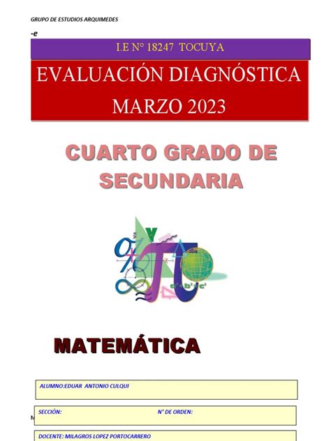 4° Grado Evaluacion Diagnóstica 2023 Pdf Evaluación