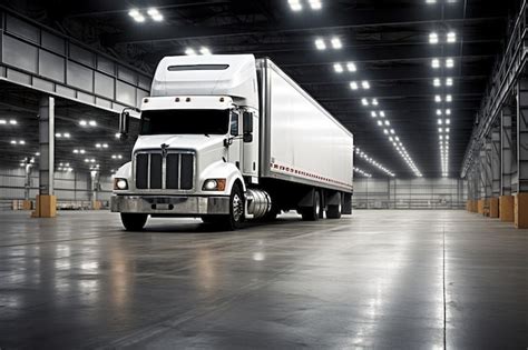 Premium Photo A Large Warehouse With A Large Truck In The Middle Of It