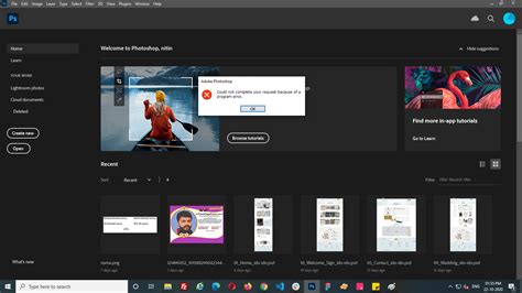 after last update showing could not complete your adobe community