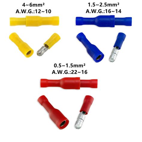 Pcs Female Male Insulated Electric Connector Crimp Bullet Terminal For Audio Wiring