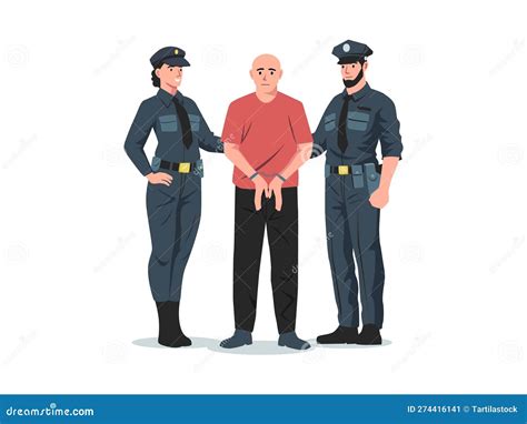 Police Arrest Policeman And Policewoman Arresting Criminal With