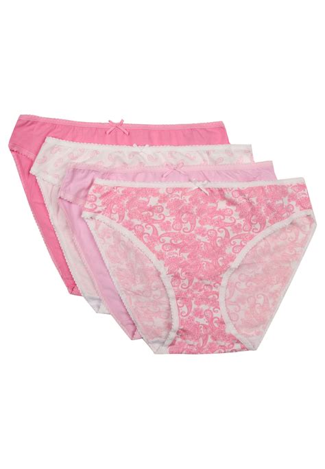 Womens 4pk Pink Paisley Print High Cut Briefs Peacocks