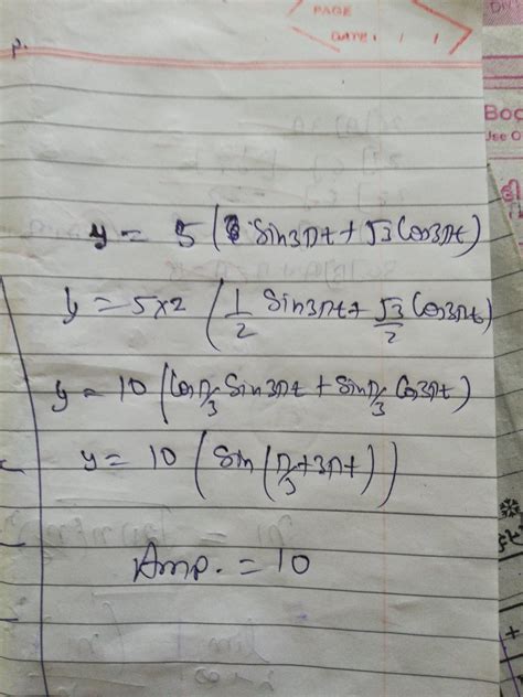 As A Particle Is Executing SHM About Y Along Y Axis Its Position An Instant Is Given By