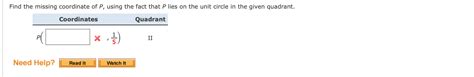 Solved Find The Missing Coordinate Of P Using The Fact That Chegg Com