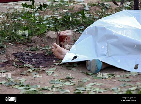 Kharkiv Ukraine 7th July 2022 A Corpse Of An Artillery Fire Victim