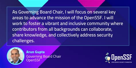 Openssf Welcomes New Governing Board Chair Arun Gupta Open Source Security Foundation