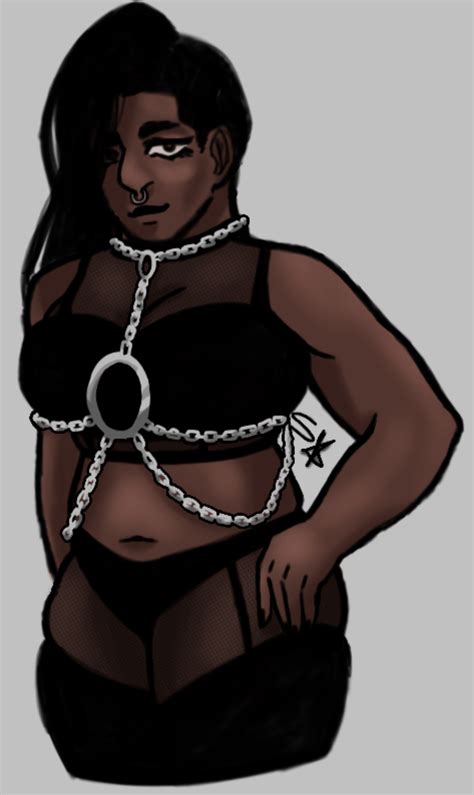 Rule 34 Bdsm Harness Black Bra Black Panties Chains Chubby Chubby Female Dark Skinned Female