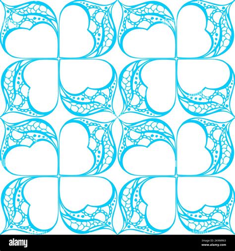 Seamless Graphic Abstract Tile Pattern Blue Geometric Ornament On White Background Texture