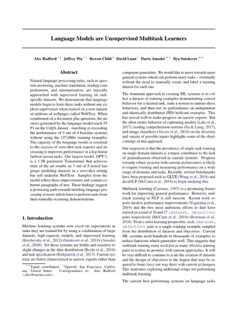 Language Models Are Unsupervised Multitask Learners Docslib