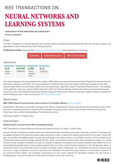 Ieee Transactions On Neural Networks And Learning Systems百度百科