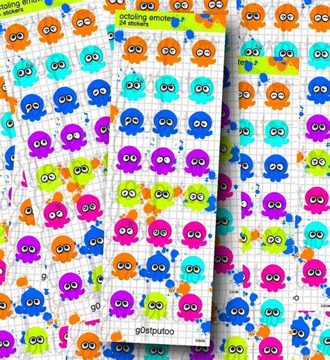Octoling Mood X In Kiss Cut Deco Sticker Sheet Stickers Journaling Stickers Emoji Planner