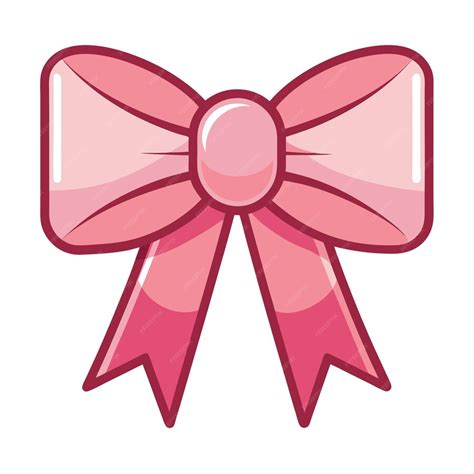 Pink Ribbon Bow Clipart Cartoon Style Vector Illustration Premium Ai