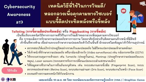 Cybersecurity Awareness 17 เทคนิควิธีที่ใช้ในการโจมตี หลอกลวงเพื่อคุกคามทางไซเบอร์แบบจี้ติด