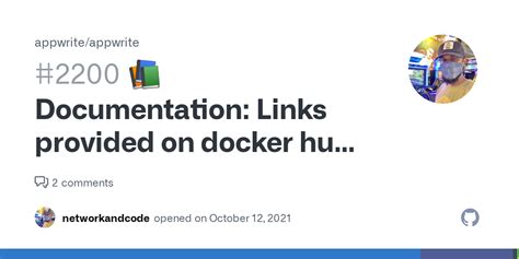 📚 Documentation Links Provided On Docker Hub Are Not Working · Issue 2200 · Appwriteappwrite