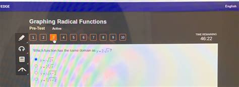 Solved Edge English Graphing Radical Functions Pre Test Active 1 2 3 4